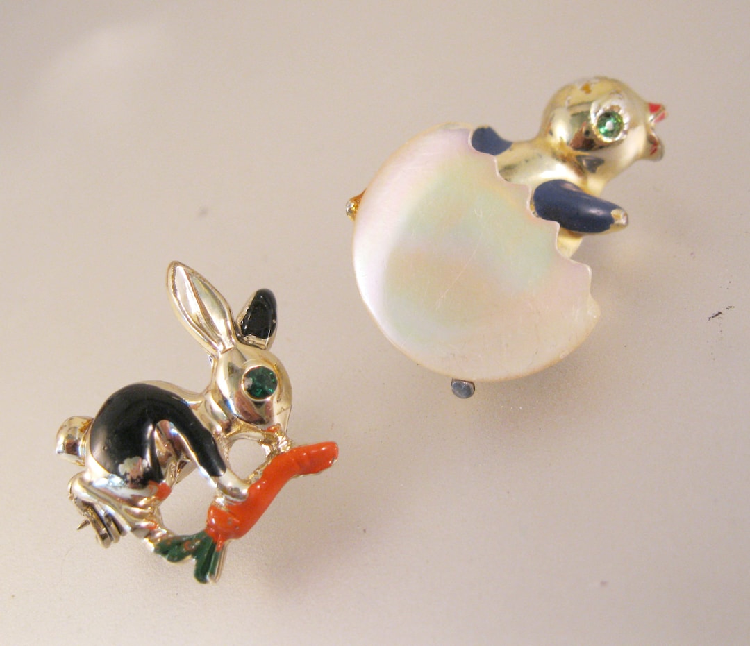 Épinglettes de Pâques vintage lapin et poussin, épingles de dispersion ...