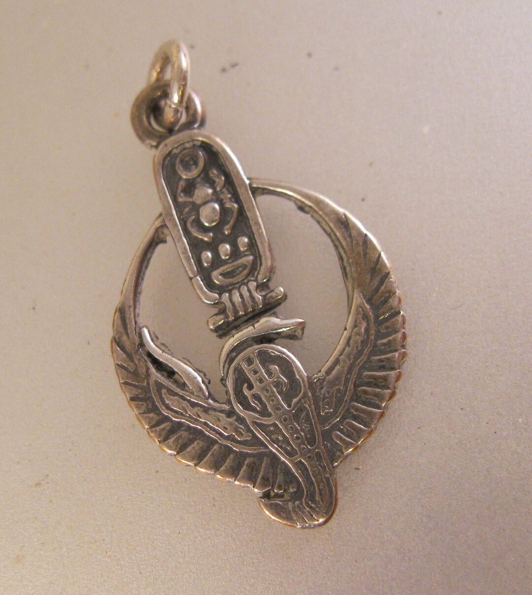 Vintage Egyptian Goddess Isis Wings & Cartouche Hieroglyphics Sterling ...