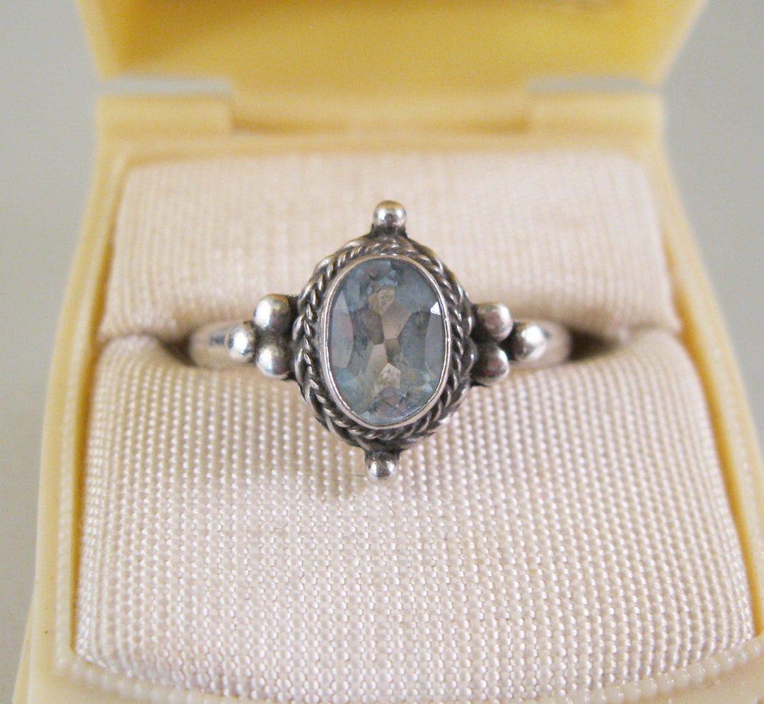 Etruscan Revival 1ct Genuine Baby Blue Topaz Oval Cut Sterling Silver ...