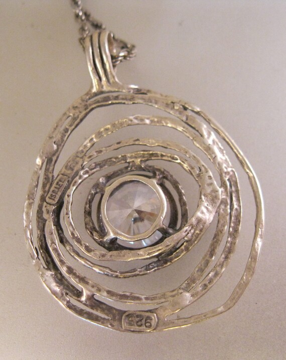 Vintage Brutalist Israel Solitaire 12mm Cubic Zirconi… - Gem