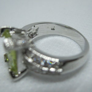 Vintage Lemon CZ With Clear Accents Rhodium Plated Ring Size 6 Vintage ...