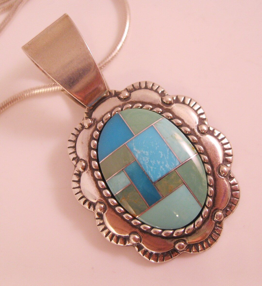 RELIOS Carolyn Pollack Blue & Green Turquoise Inlay Sterling Silver ...