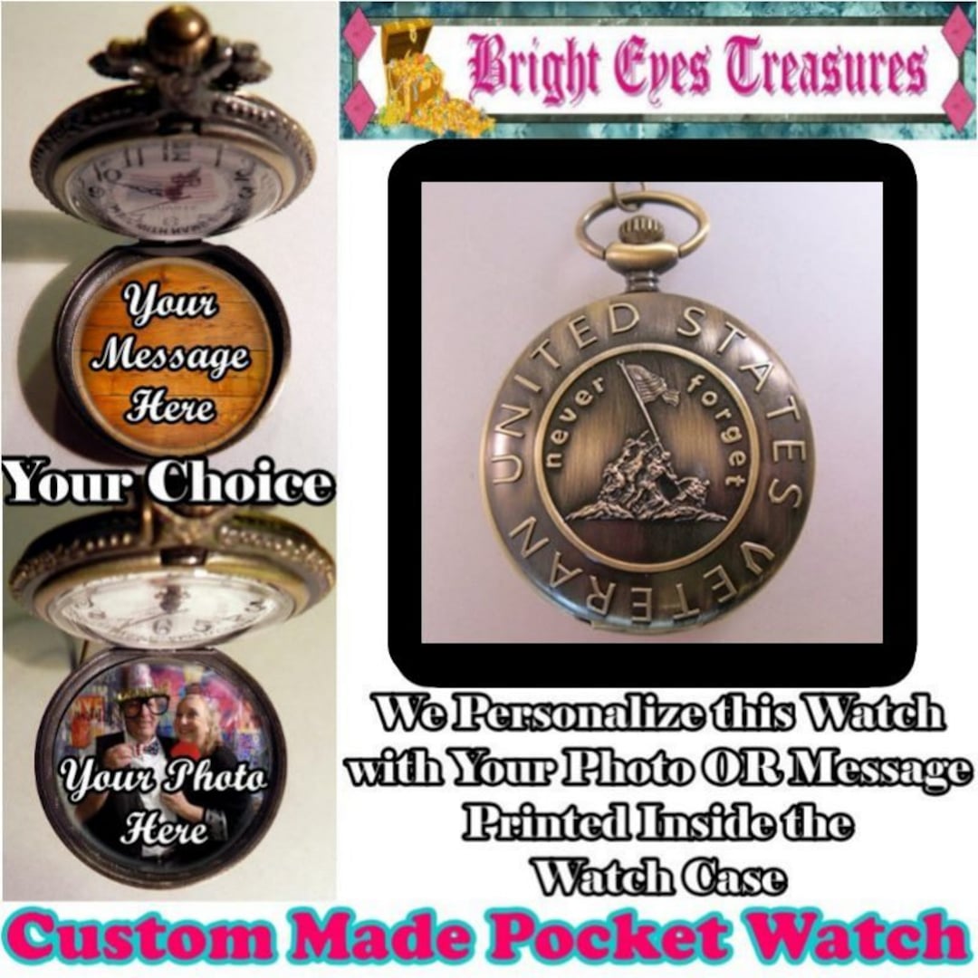 Custom Made US Military VETERAN Pocket Watch Personalized W/ Your ...