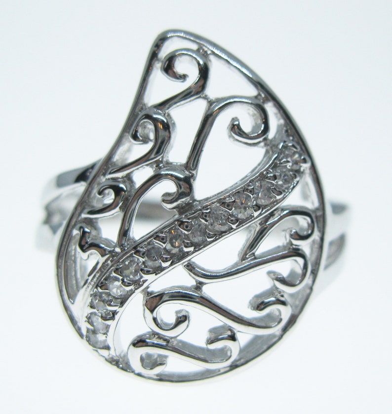 Vintage Cubic Zirconia Paisley Ring Sterling Silver Size 7 1/4 - Etsy