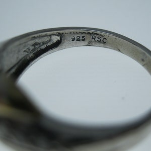 Vintage Two Tone CZ Sterling Silver Band Ring Size 9 Signed RSC Vintage ...