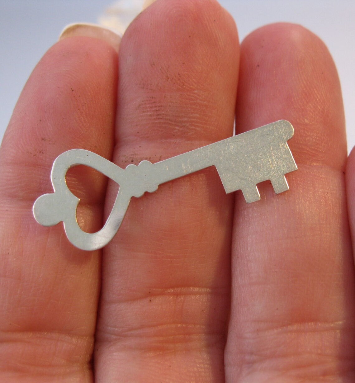 Antique Heart Skeleton Key Sterling Silver Charm Key Pendant - Etsy