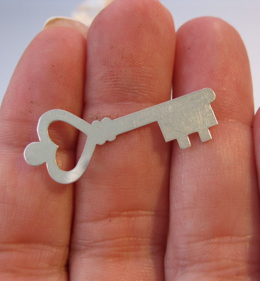 Antique Heart Skeleton Key Sterling Silver Charm Key Pendant | Etsy