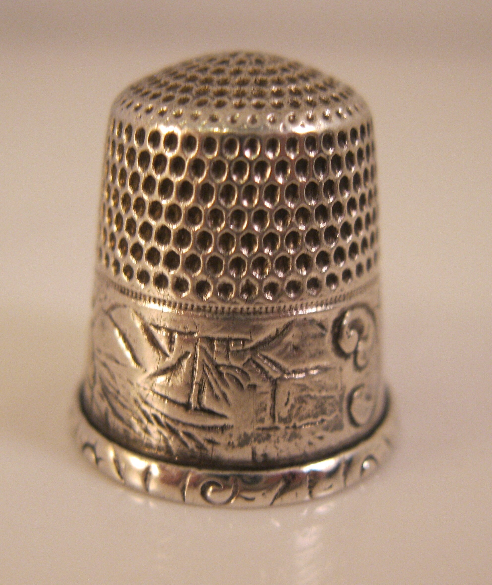 Antique Sterling Silver Landscape Scene Engraved Thimble - Etsy