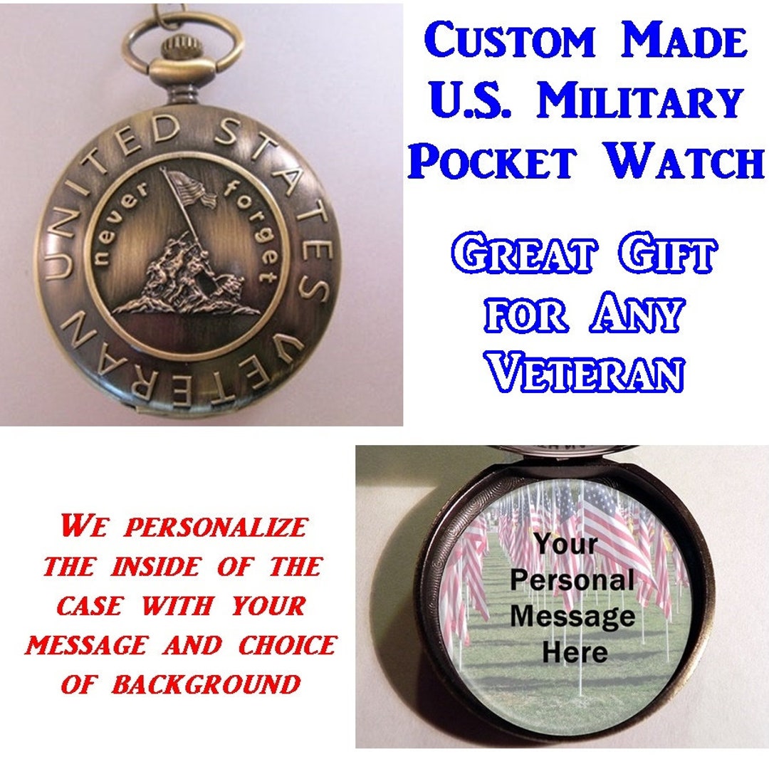 Custom US Military Veteran Pocket Watch Personalized With Your Choice ...