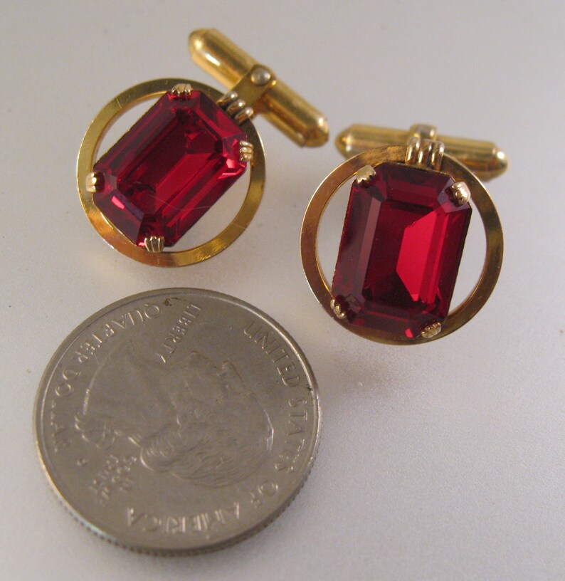 Vintage 12K Gold Filled Red Glass Cuff Links Cufflinks Vintage - Etsy