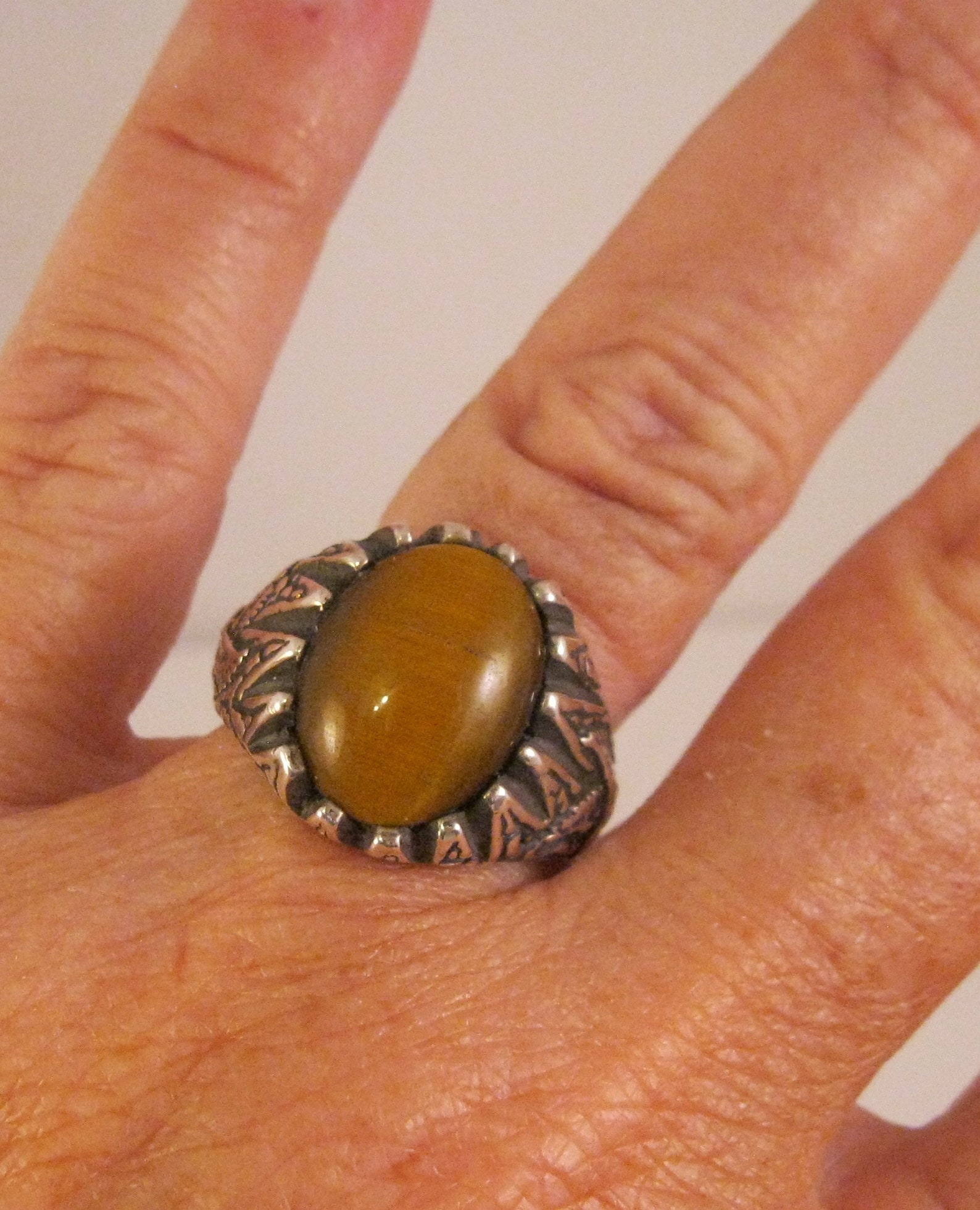 Vintage Men's Tiger's Eye Eagle & Claw Ring Sterling | Etsy