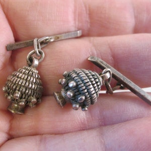 Antique Sterling Silver Filigree Ball Chain Cuff Links Cufflinks ...
