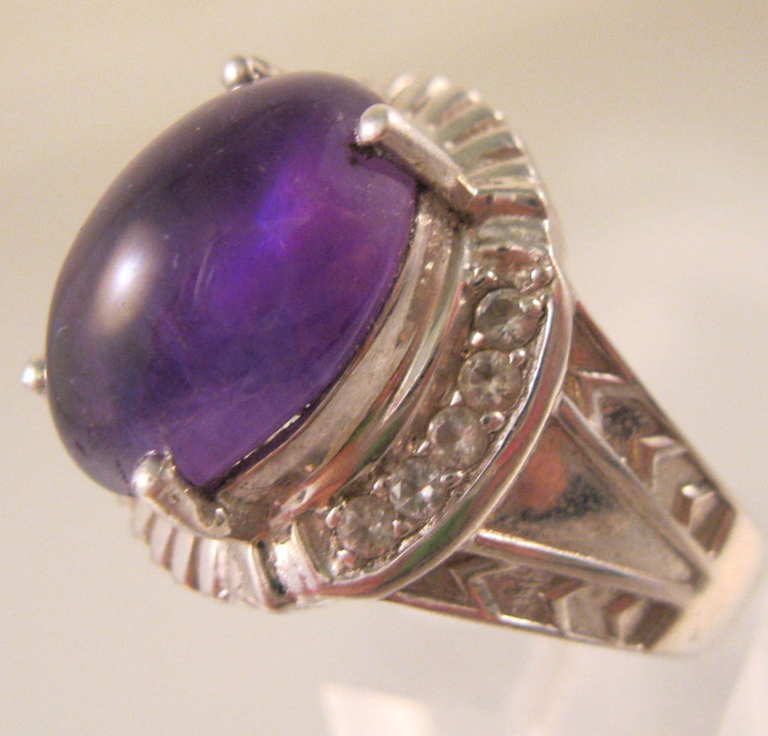 Vintage STS Chuck Clemency Genuine Natural Cabochon Amethyst Sterling ...