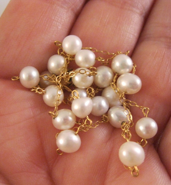 Vintage PETER BRAMS 14K YG Genuine Pearl Beaded Chain Necklace - Etsy