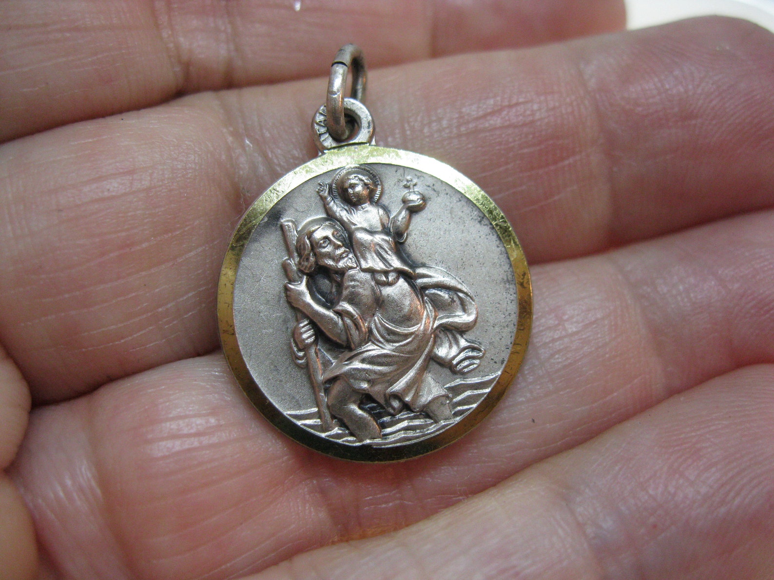 Vintage St. Christopher Silver Plated Brass Medal Saint Christopher ...