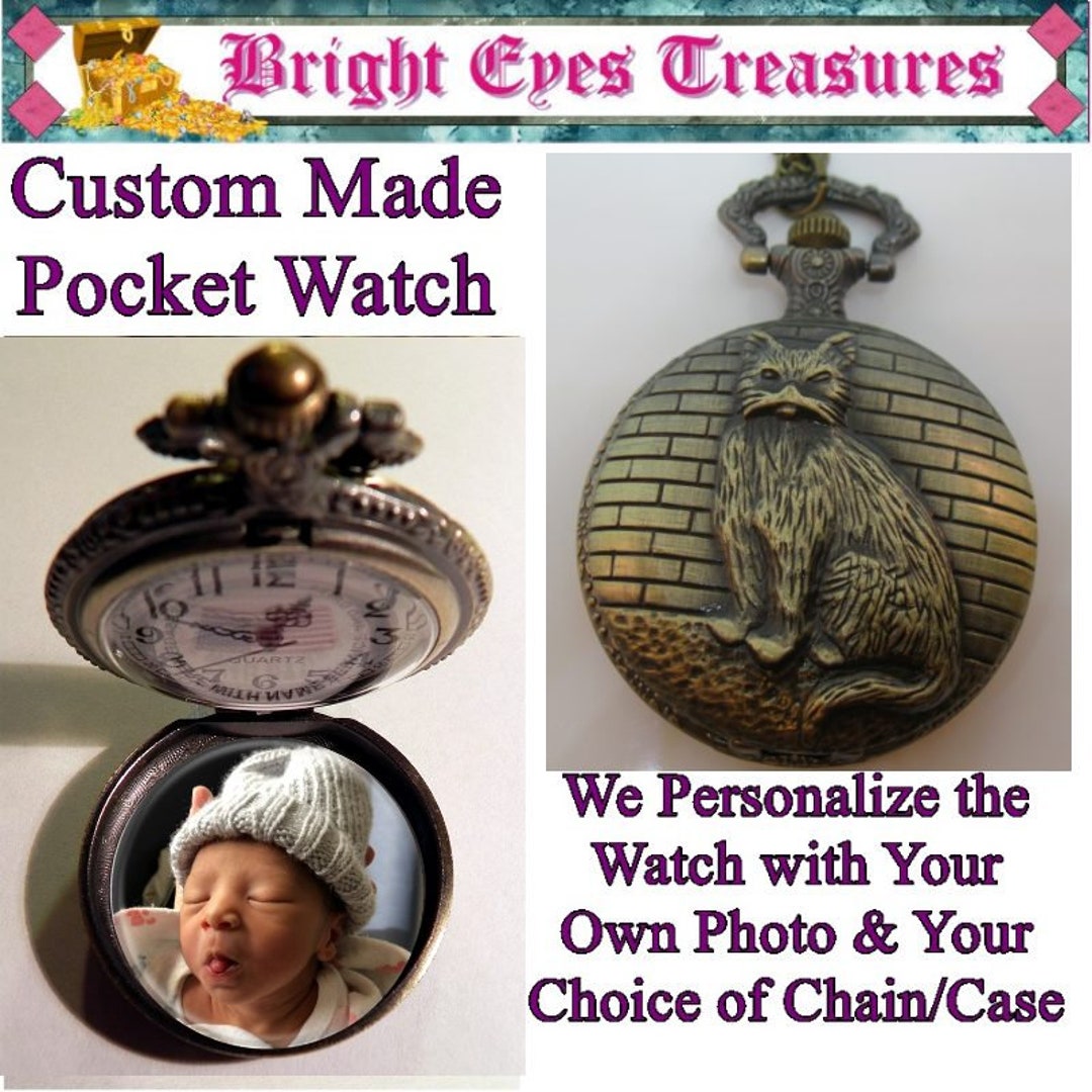 Custom Made CAT Pocket Watch With Personalized Photo & Your Choice of ...