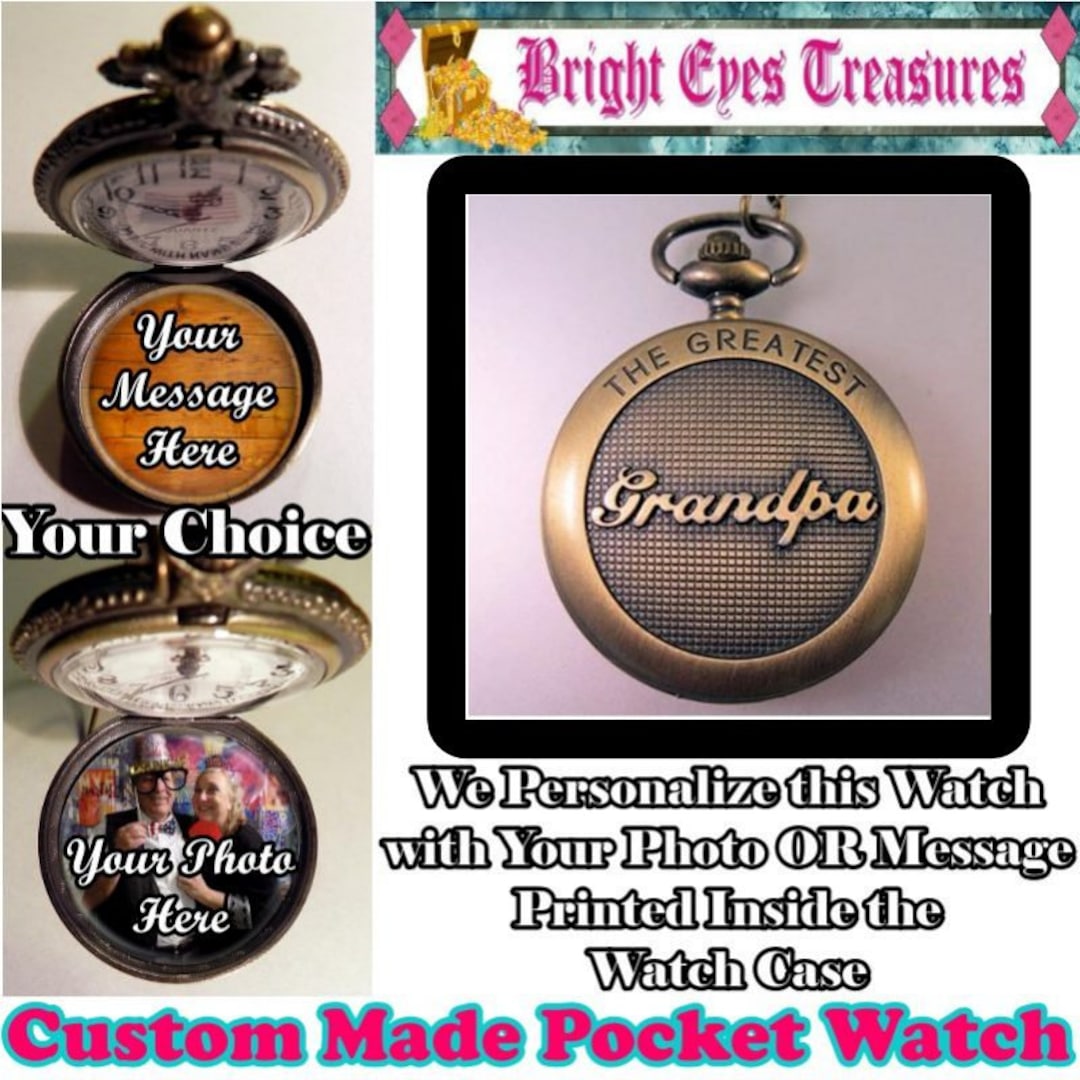 Custom Made GREATEST GRANDPA Pocket Watch Personalized W/your Message ...
