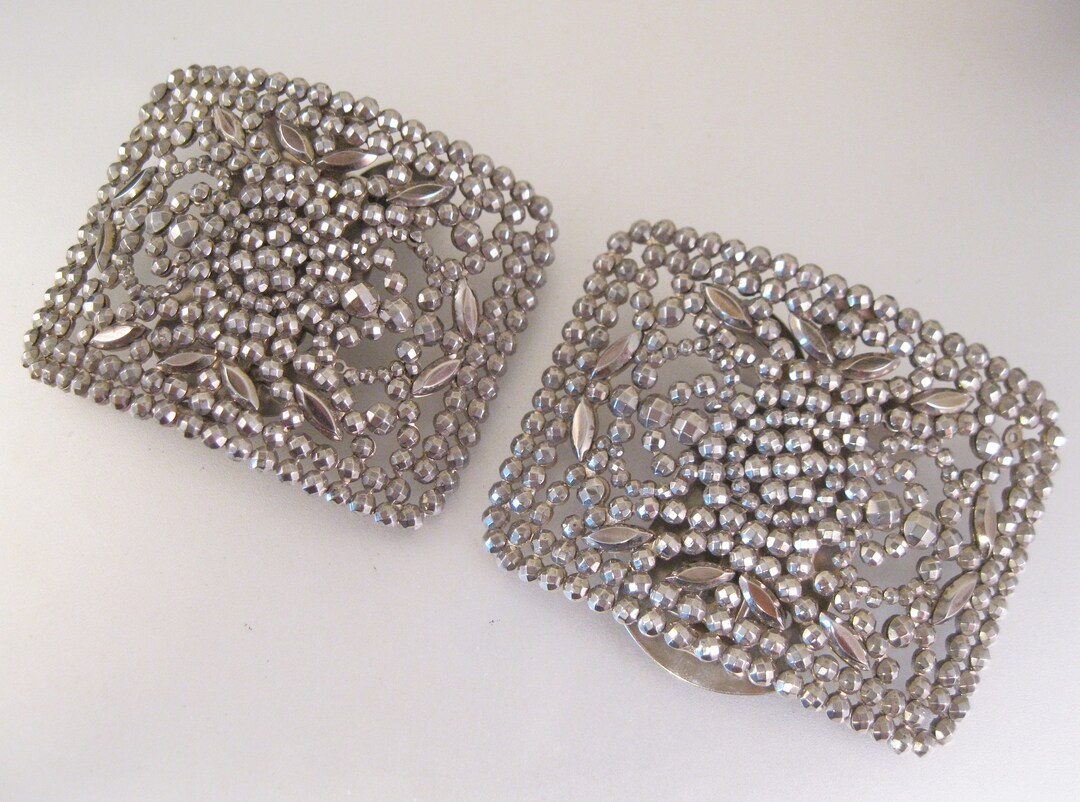 Antique Victorian Large French Cut Steel Shoe Buckles 1800s Antique ...