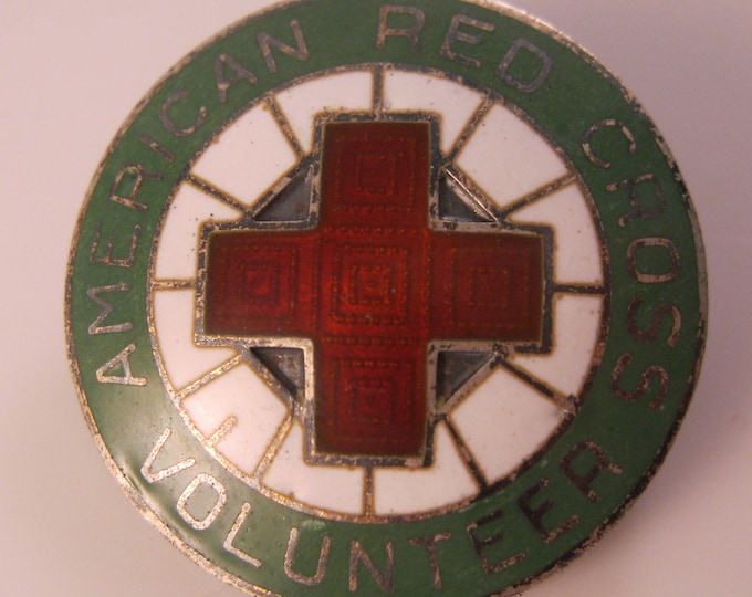 Vintage WWII American RED CROSS Sterling Silver Enamel Volunteer Pin ...