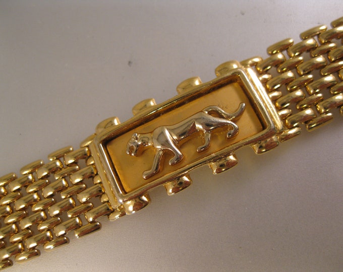 Vintage PCI Panther Figure & Chain Link Gold Tone Bracelet 7" Vintage ...
