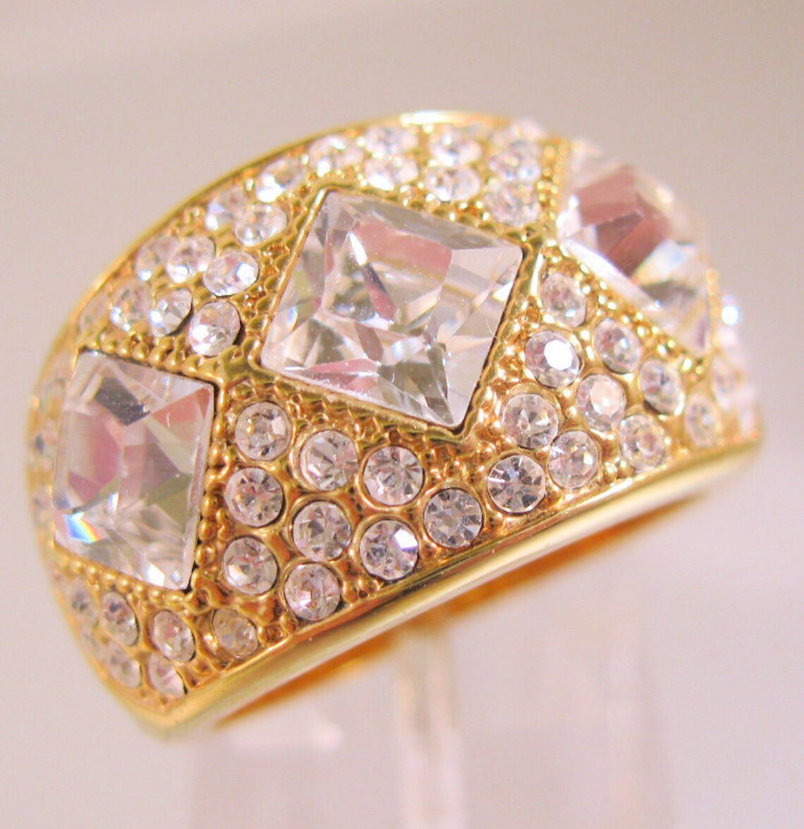Designer PJM Crystal Cigar Band Ring Size 9 Vintage Jewelry - Etsy
