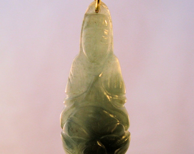 Jade Buddha Pendant Hand Carved With 18" 14K GF Chain Vintage - Etsy