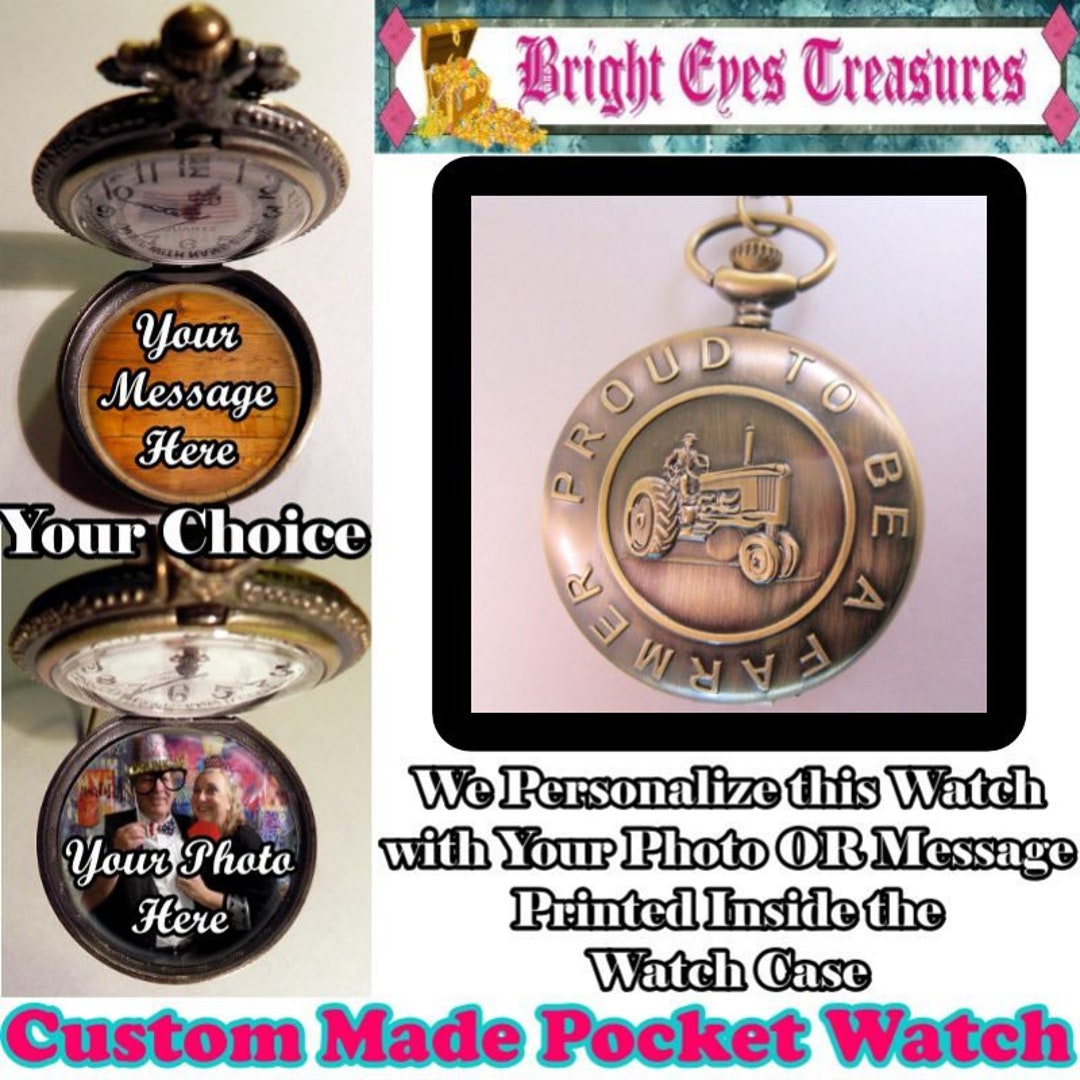 Custom Made FARMER GARDENER Pocket Watch Personalized W/ Your Message ...