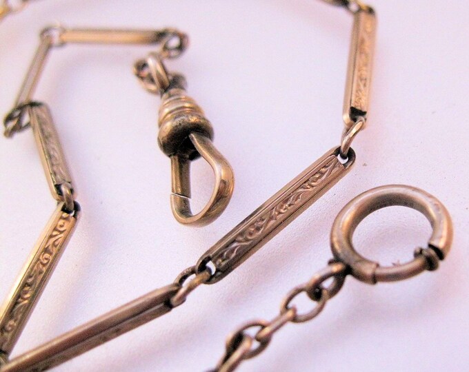 Vintage Pocket Watch Chain 14k Gold Filled 14 Signed BB - Etsy