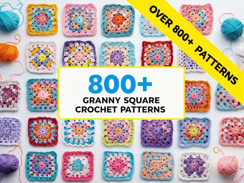 800+ Granny Square Crochet Pattern Bundle | Blankets, Skirts, Dresses ...