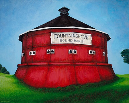 Sonoma County Art - Santa Rosa Round Barn Painting - Sonoma Fires - Etsy