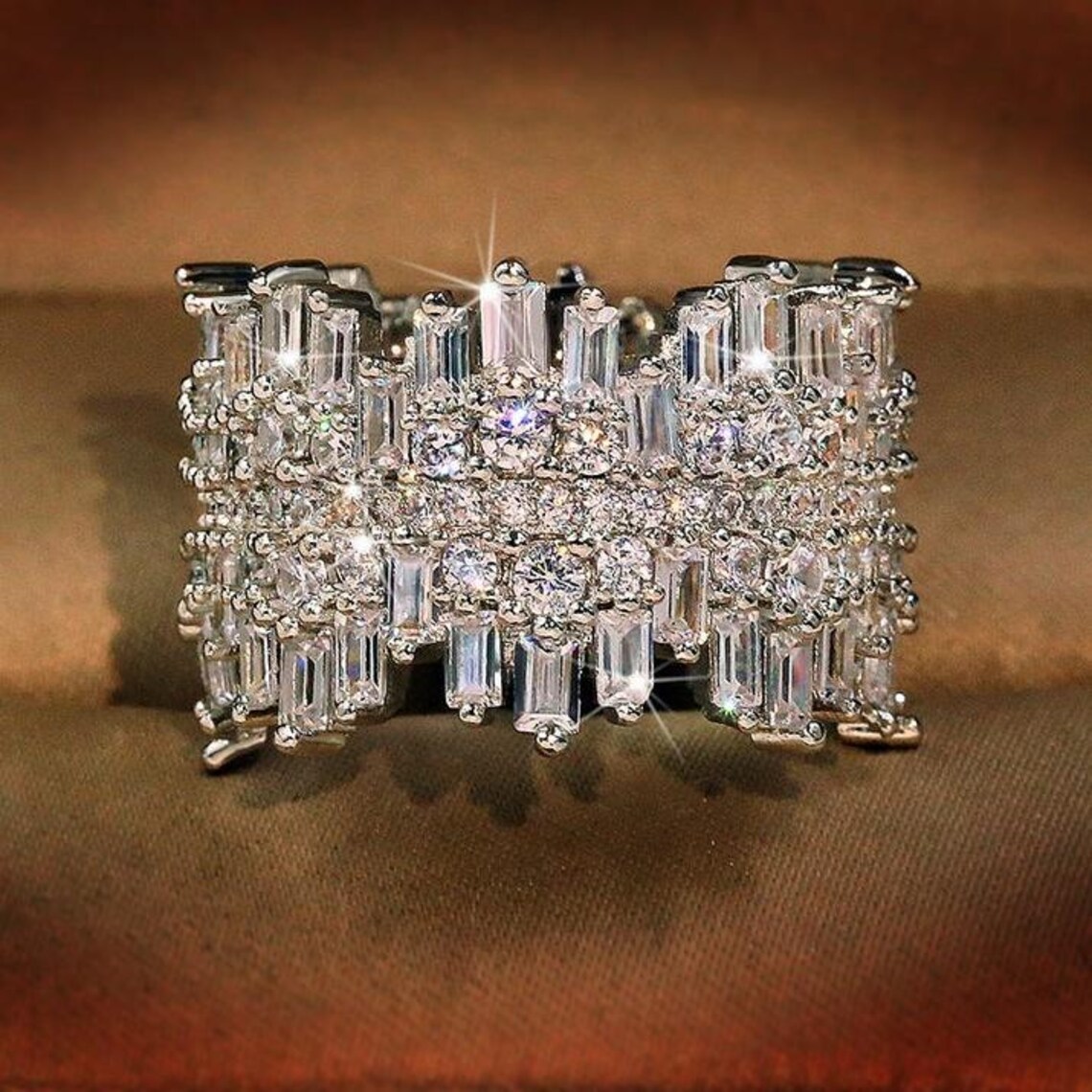 Luxury Irregular Multi Cut 5A Simulated Diamond Wedding Band/women's ...