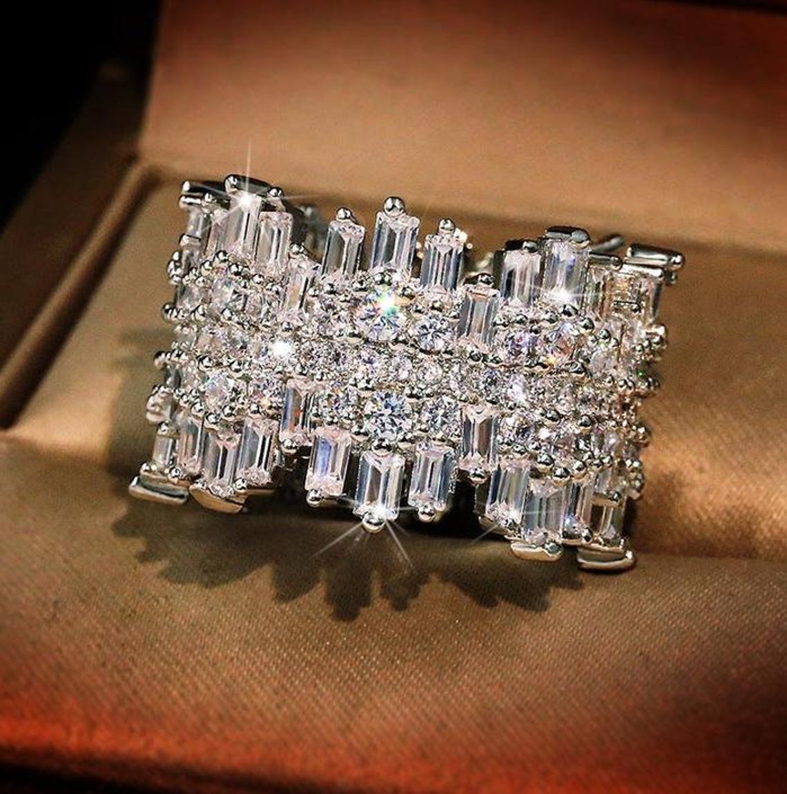 Luxury Irregular Multi Cut 5A Simulated Diamond Wedding Band/women's ...