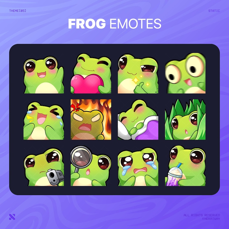 Frog Emotes Pack V1 – Kawaii Chibi Emotes for Streamers Twitch Discord ...