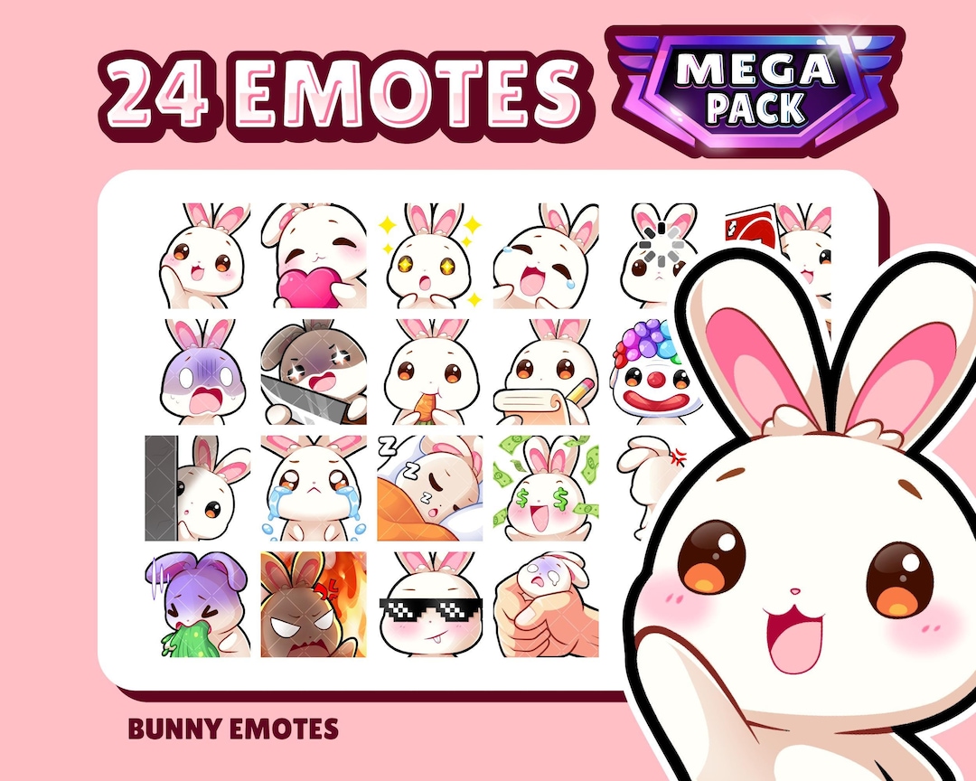 Bunny Emotes Mega Pack Cute Rabbit Emotes for Streamers Twitch Discord ...