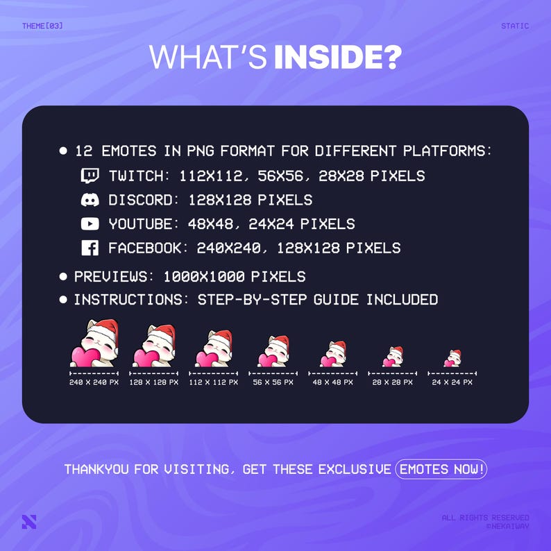 Christmas Cat Emotes Pack V1 – Chibi Holiday Emotes for Streamers ...