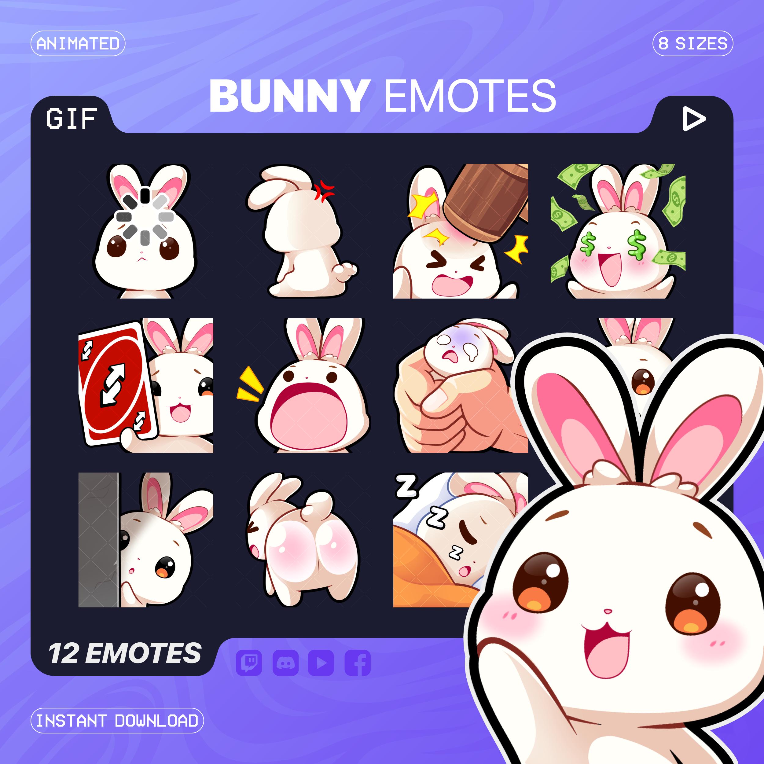 Animated Bunny Emotes – Chibi Rabbit GIF Emotes for Streamers Twitch ...