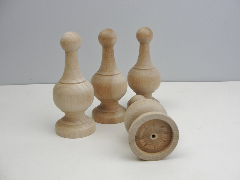 Wooden Finial Set of 4 - Etsy