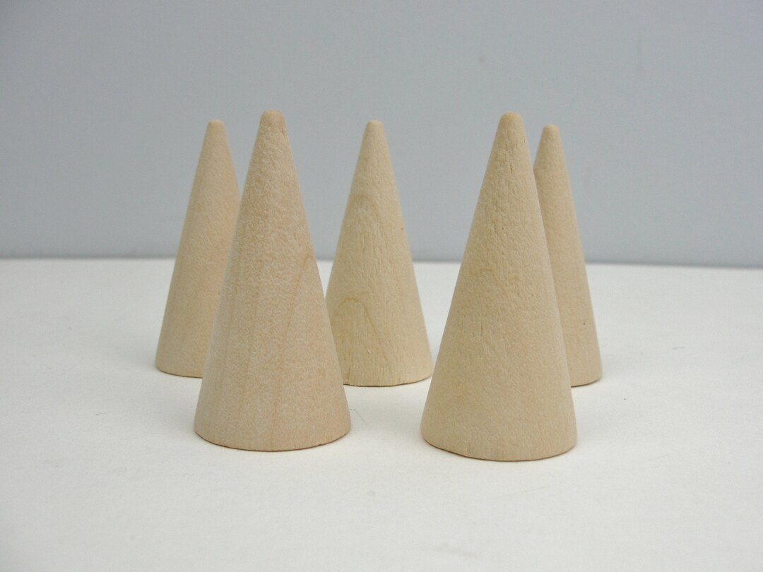 5 Wooden Cones 2" Tall Unfinished DIY - Etsy