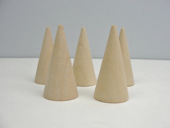 5 Wooden Cones 2 Tall Unfinished DIY - Etsy