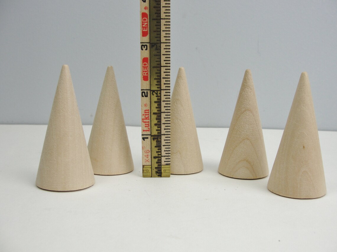 5 Wooden Cones 2.5" Tall Unfinished DIY - Etsy