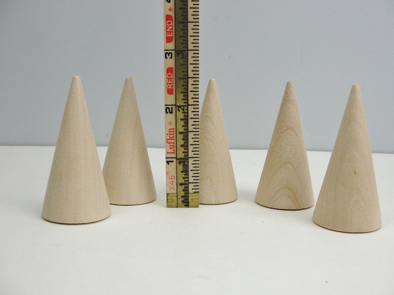 5 Wooden Cones 2.5" Tall Unfinished DIY - Etsy