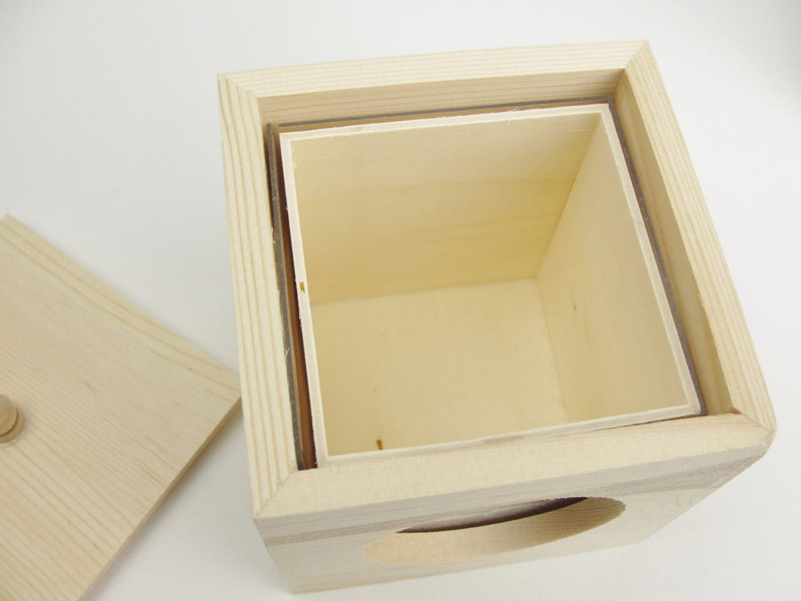Unfinished wooden picture cube box DIY choose your cutout | Etsy