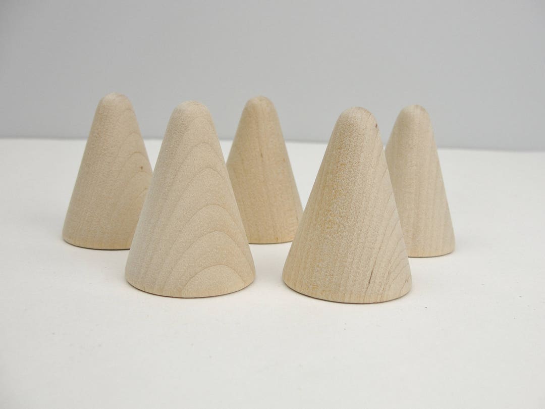 5 Wooden Cones 1 3/4" Tall, Wooden Contemporary Christmas Tree ...