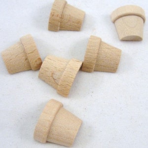 Split Wooden Flower Pot Miniature 1 1/8" Tall Unfinished DIY Set of 6 ...