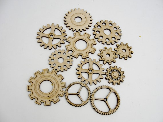 Wooden Gear Cutouts Set of 12 - Etsy