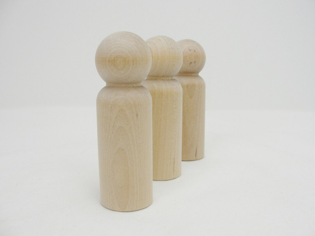 Large Wooden Peg People Man Unfinished DIY Set of 3 - Etsy