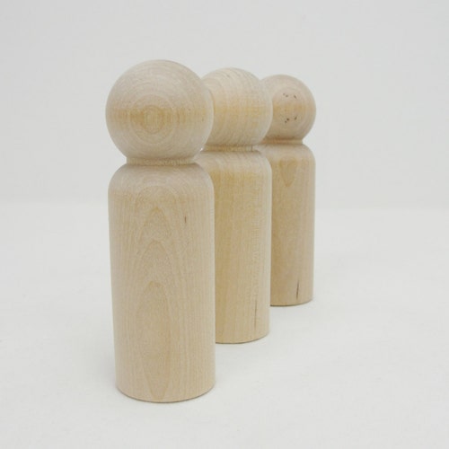 Large Wooden Peg People Man Unfinished DIY Set of 3 - Etsy