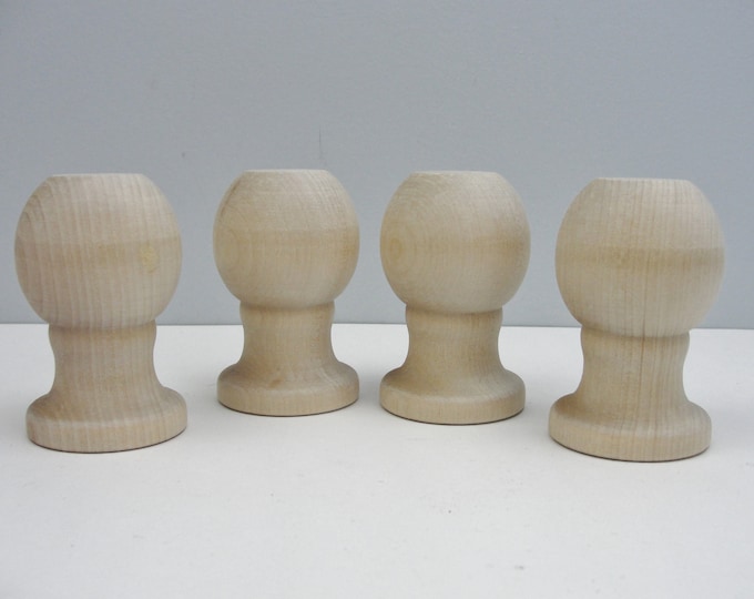 Wooden Flat Top Ball Finial Set of 4 - Etsy