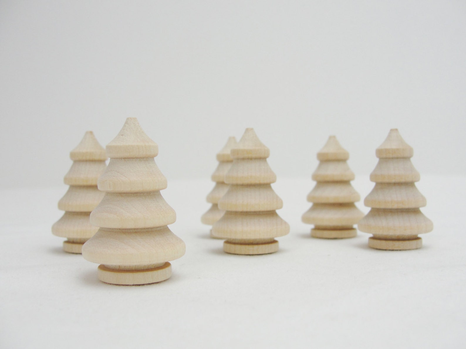 Miniature Wooden 3 Dimensional Tree, 1 3/8" Tree, Mini Turned Wooden ...