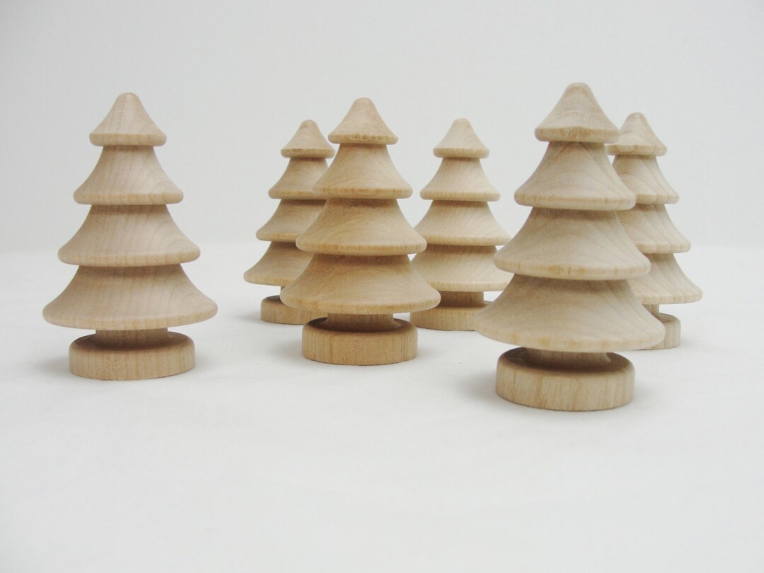 Turned Wooden Tree, Wooden 3 Dimensional Tree, 2 3/4" Tree, DIY Small ...